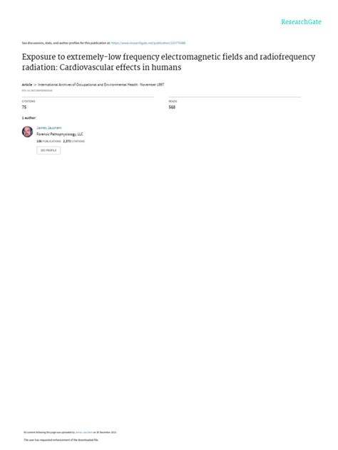 Effects Exposure To Extremely Low Frequency Electromagneti Pdf