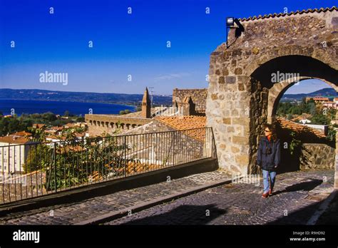 Lake Of Bolsena Italy The Medieval Town With Castle On Lake Bolsena