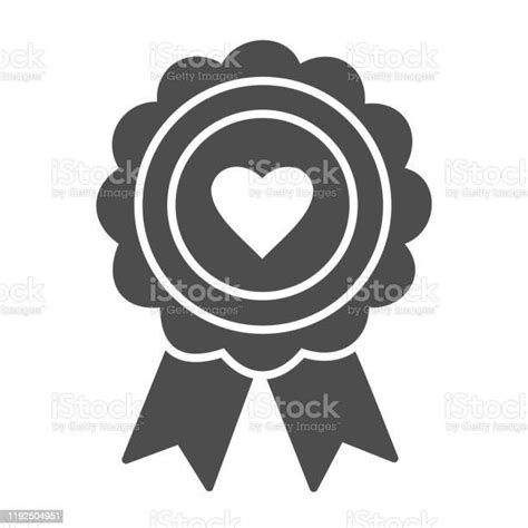 하트 상 솔리드 아이콘입니다 흰색에 격리 된 심장 벡터 그림메달 메달 상 문말 스타일 디자인 웹 및 응용 프로그램을 위해 설계 Eps 10 리본상에 대한 스톡 벡터 아트 및