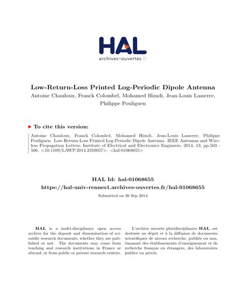 Low Return Loss Printed Log Periodic Dipole