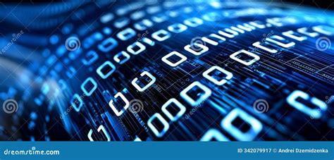 Streaming Binary Code Data In A Wavy Field Neural Network Points And Numbers 3d Illustration