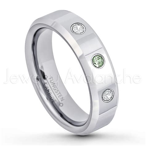0.21ctw Alexandrite & Diamond 3-Stone Tungsten Ring – June Birthstone ...