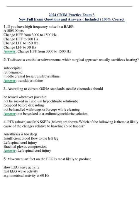 CNIM Practice Exam New Full Exam Questions And Answers Included Correct CNIM
