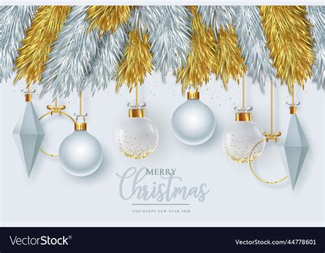 Modern Merry Christmas Card With Realistic Vector Image