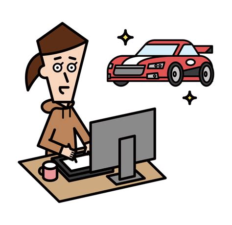 자동차 경주자의 그림 남성 무료 일러스트 소재집 Kukukeke