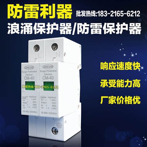 浪涌保护器防雷电涌保护器SPD 20 40KA 2P CM40避雷器220V家用 虎窝淘