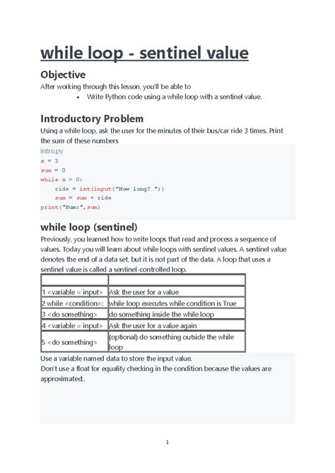 Sentinel Controlled Loops 1 While Loop Sentinel Value Objective