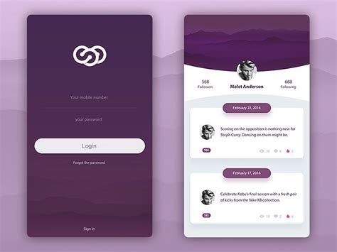 Mobile User Interface Login Form Design Inspiration Social App Design