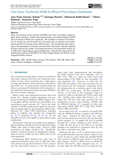 Pdf Color Aware Two Branch Dcnn For Efficient Plant Disease