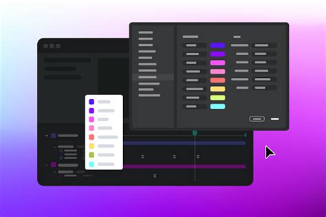 비디오 편집기의 레이블 색상 메뉴 견본 아이콘 색상 사용자 지정 벡터 일러스트 레이 션입니다 그래픽 사용자 인터페이스에 대한 스톡 벡터 아트 및 기타 이미지 Istock