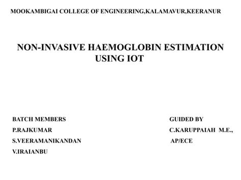 Non Invasive Hemoglobin Estimation Using Iot Ppt