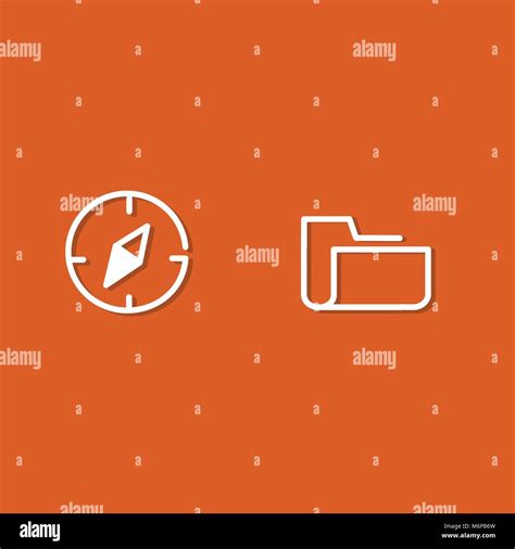 Flat Icons Of Compass And Folder Vector Illustration Icons Symbols