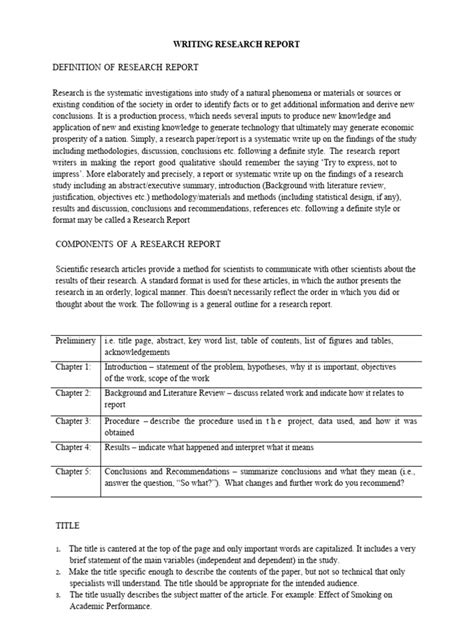 Writing Research Report Pdf Hypothesis Experiment
