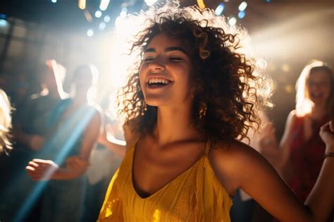 Premium Ai Image Vibrant Young Woman Dancing For Her Friends At A Party