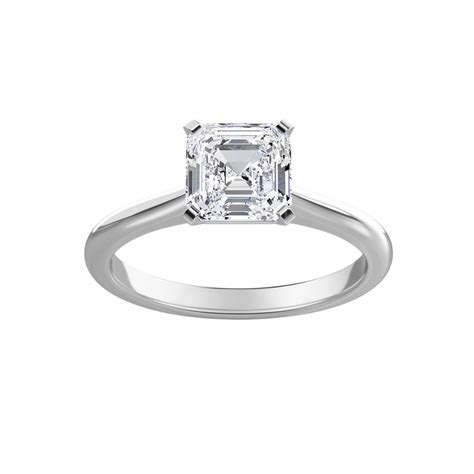 Lab Grown Asscher Solitaire Diamond Engagement Ring
