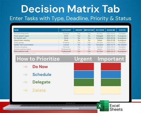 Decision Matrix Tool Priority Tracker And Task Organizer Excel