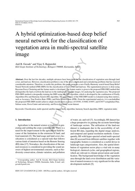 Pdf A Hybrid Optimization Based Deep Belief Neural Network For The Classification Of