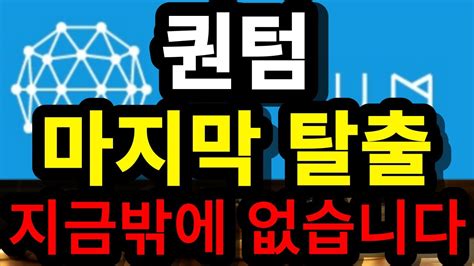 퀀텀 코인 전망 마지막 호재 탈출 지금밖에 없습니다 Youtube