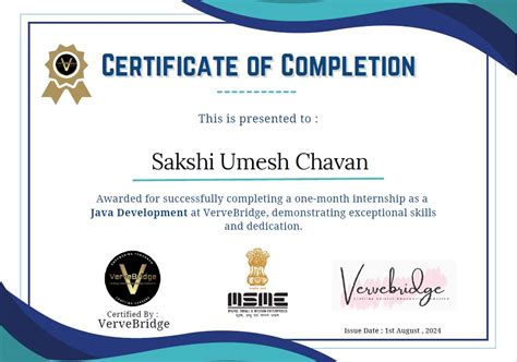 Sakshi Chavan On Linkedin Javadevelopment Vervebridge Internship