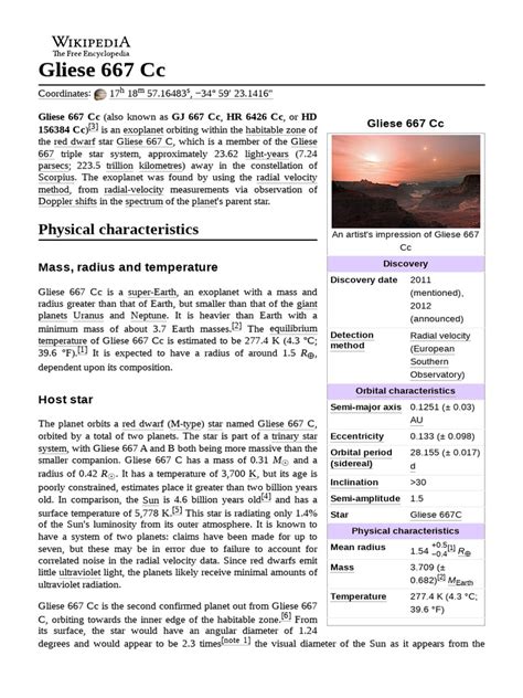 Gliese 667 Cc Pdf Astronomy Physical Sciences