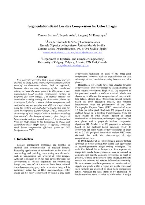 Pdf Segmentation Based Lossless Compression For Color Images