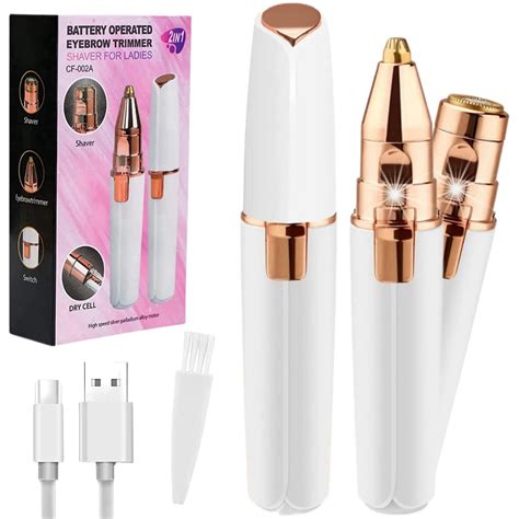 2 In 1 Facial Hair Remover For Women Rechargeable Trimmer For Eyebrows Nose And Upper Lip