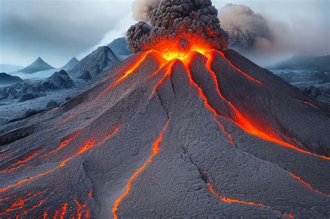Ai Greem 자연020 화산 용암 마그마 폭발 자연재해 배경 일러스트 그림 Volcano Lava Magma Eruptions