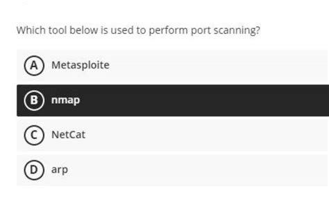 Solved Which Tool Below Is Used To Perform Port Scanning Chegg