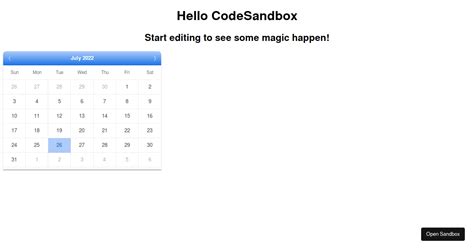 React Calendar Z Examples Codesandbox
