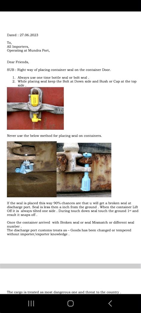 Aditya Kumar On Linkedin Right Way To Placing Containers Seal