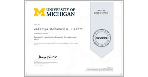 zakariya mohamed al hashmi on linkedin completion certificate for successful negotiation