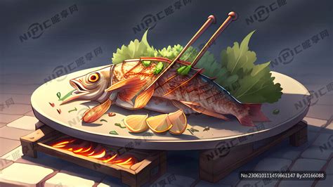 AI创作图地摊烤鱼nipic 昵图网