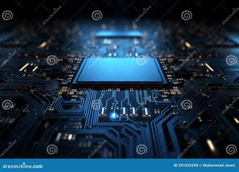 Gleaming Blue Circuitry A Luminous Background Of Technological Innovation Stock Illustration