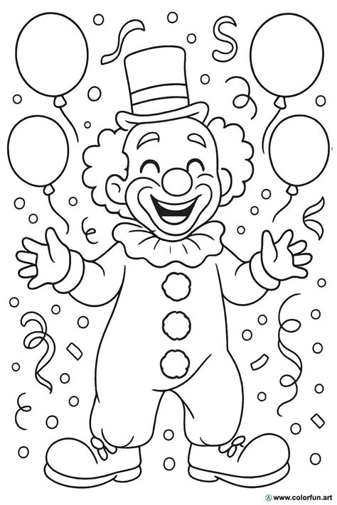 Coloriage De Carnaval Avec Un Clown à Télécharger Ou à Imprimer