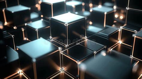 A Glowing Cube Representing Blockchain Technology Generative Ai Stock