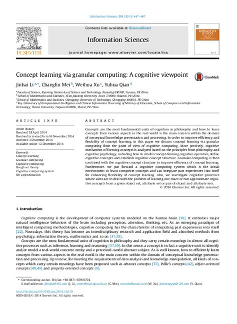 Pdf Concept Learning Via Granular Computing A Cognitive Viewpoint