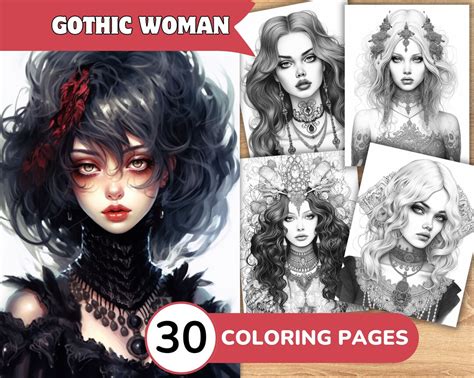 Gothic Woman Coloring Pages Gothic Woman Coloring Book Gothic
