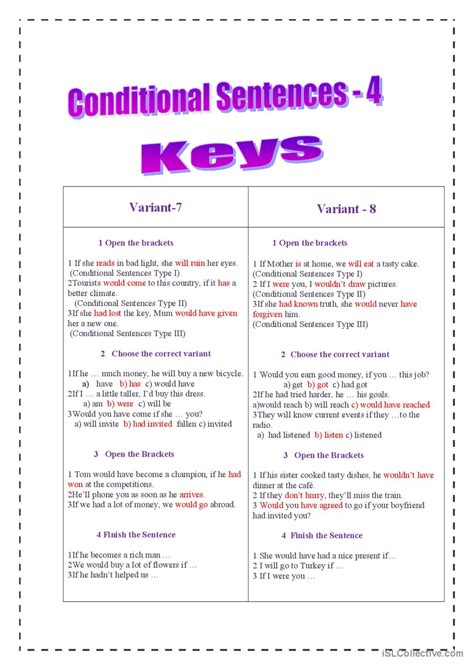 Conditional Sentences 4 General Gr Deutsch Daf Arbeitsblätter Pdf And Doc