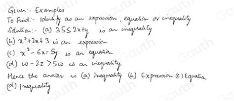 Solved Identify Whether Each Example Below Is An Expression Equation