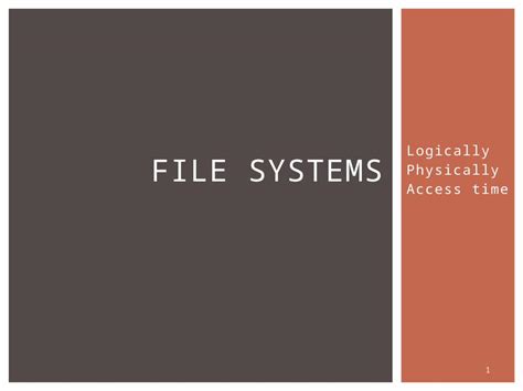 ppt logically physically access time file systems 1 a file system