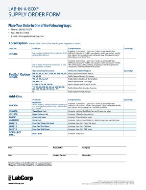 Labcorp Supply Order Form Fill Online Printable Fillable Blank