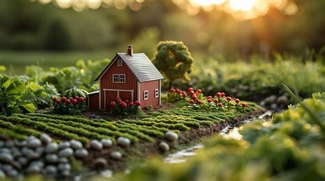 miniature of modern farm tilt shift camera effect premium ai