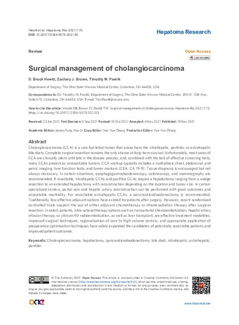 Pdf Surgical Management Of Cholangiocarcinoma