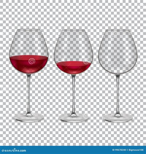 Realistic Glass With Red Wine Set Vector Stock Vector Illustration