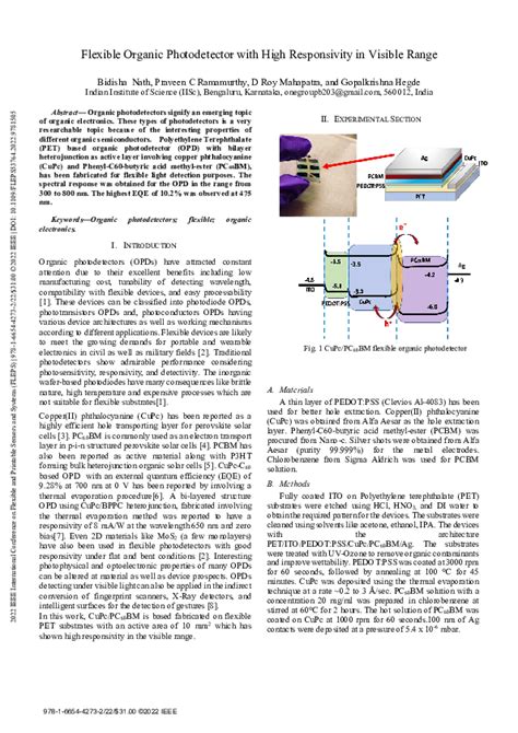 Pdf Flexible Organic Photodetector With High Responsivity In Visible