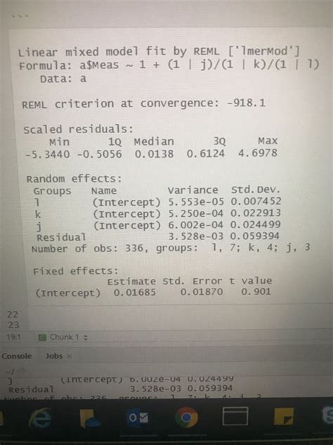 Solved Anova Of The Model Gives A Blank Output What Caused