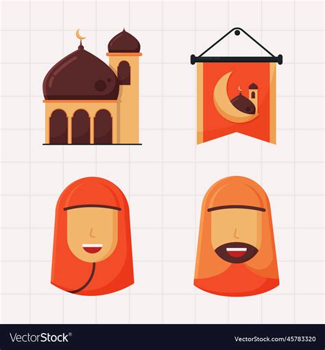 Islamic Ramadan Element Collections In Flat Vector Image