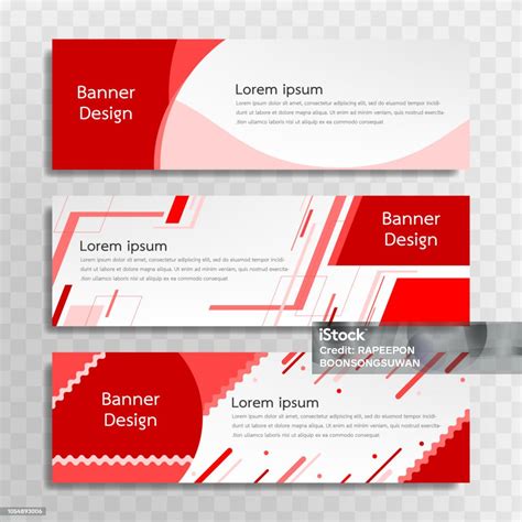 웹 및 다양 한 헤드 라인을 위해 디자인 된 빨간색 배너 템플릿 집합 3 개의 다른 디자인에서 사용할 수 있습니다 0명에 대한 스톡 벡터 아트 및 기타 이미지 Istock