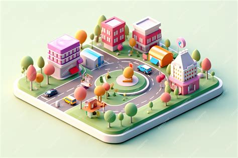 Premium Photo 3d Render Maps City Street Views Parks Trees Road