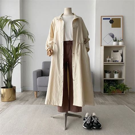 안감 오버핏 봄 가을🎀 간절기 여성 여자 바람막이 사파리 롱 야상 점퍼 자켓 아우터